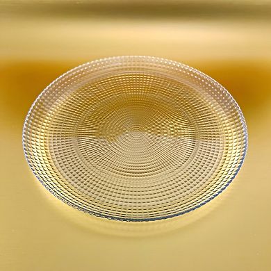 Clear Glass Dinner Plate Set of 4, 10.75-Inch Round Swirl Design with ...