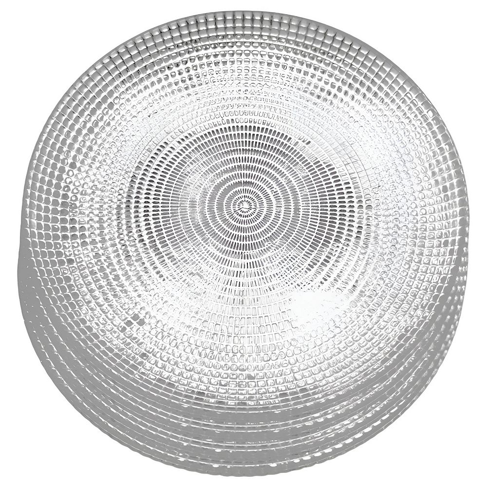 Clear Glass Salad and Appetizer Plates with Silver Gilded Design, Set of 4