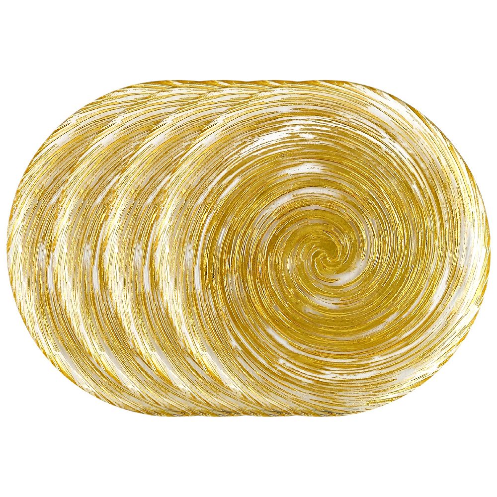 Gilded Glass Dinner Plates Set of 4, Gold Vortex Swirl, 10.75-Inch ...