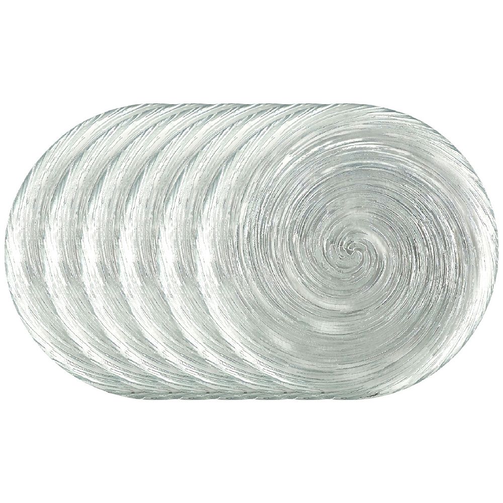 Gilded Glass Dinner Plates Set of 6, Silver Vortex Swirl, 10.75-Inch ...