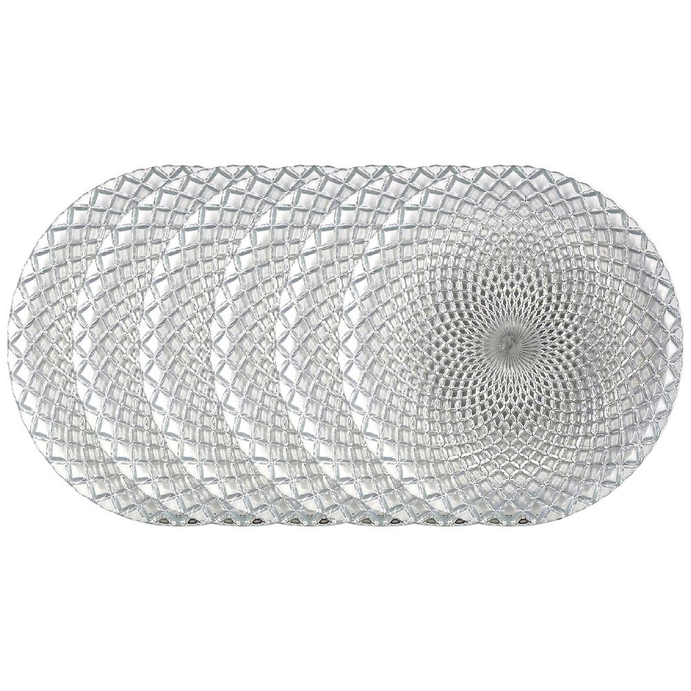 Silver Glass Dinner Plate Set 10.5" for Dining or Hosting - Set of 6