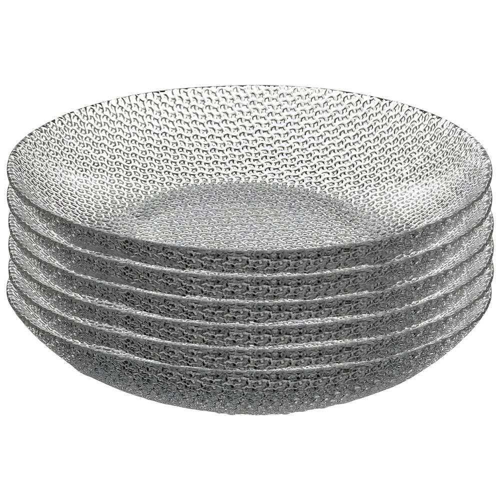 Textured Pebble-Style Clear Glass Soup Plates, 8-Inch Round Set of 6 ...