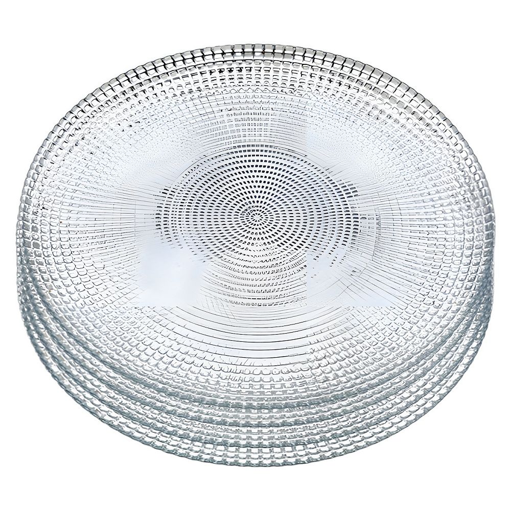 Gilded Glass Dinner Plates Set of 4, Silver Swirl Design, 10.75-Inch ...