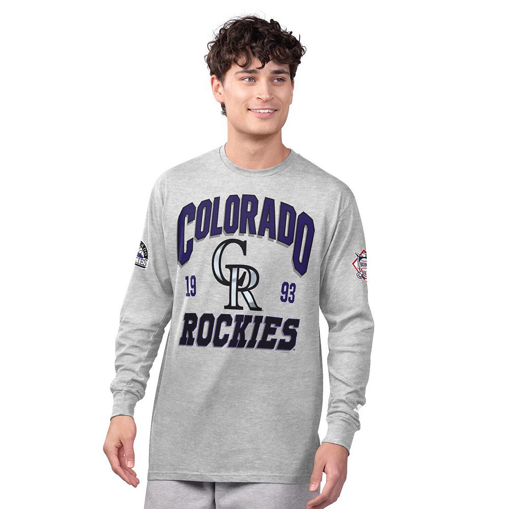 Men's Starter Heather Gray/Purple Colorado Rockies Two-Pack Long Sleeve ...