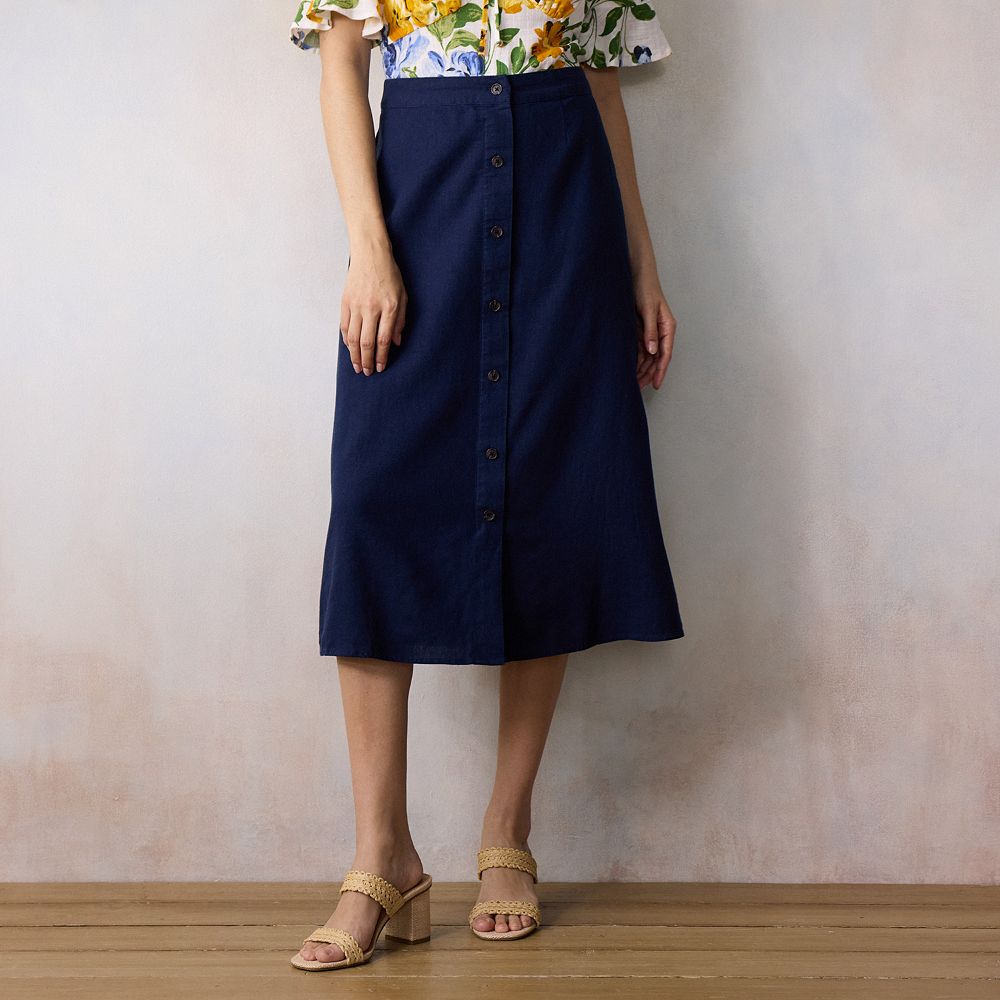 Women's LC Lauren Conrad Button Front Midi Skirt