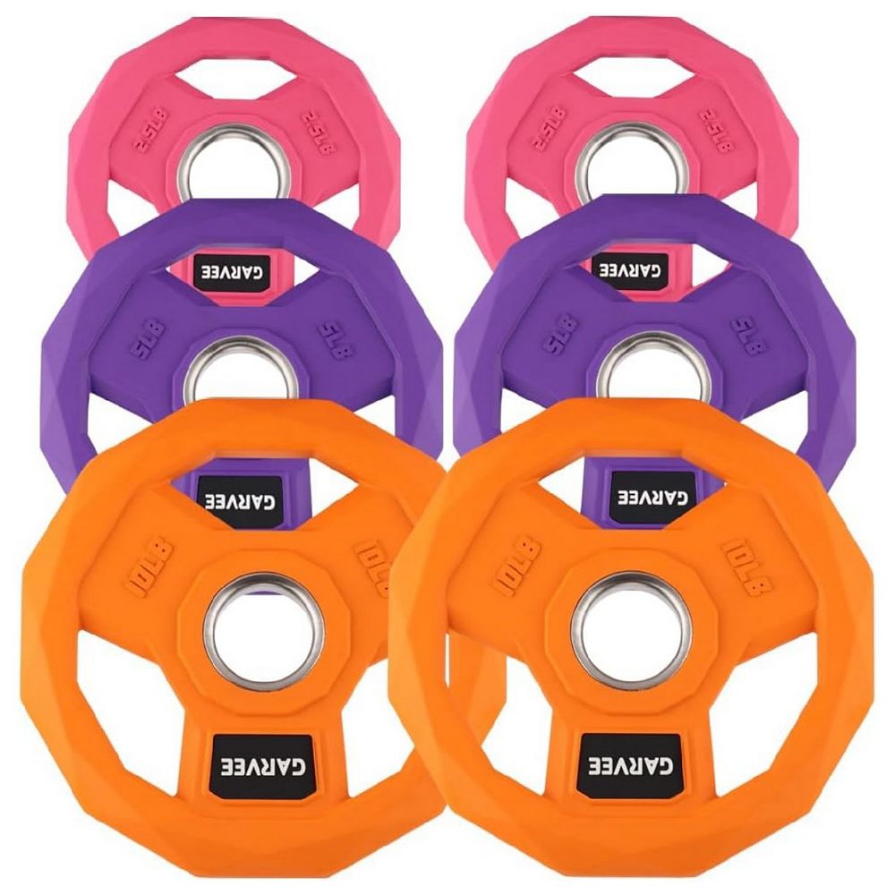 2-In-1 Cast Iron Rubber Coated Color-Coded Weight Plates 2.5LBx2, 5LBx2 ...