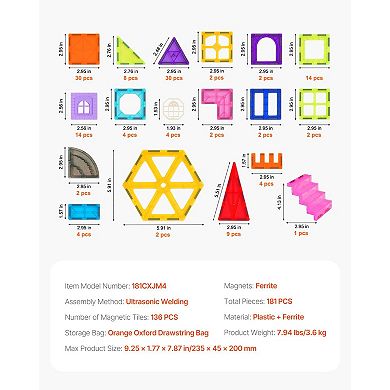 181-PC Magnetic Building Set with Ferris Wheel & Letter Cards