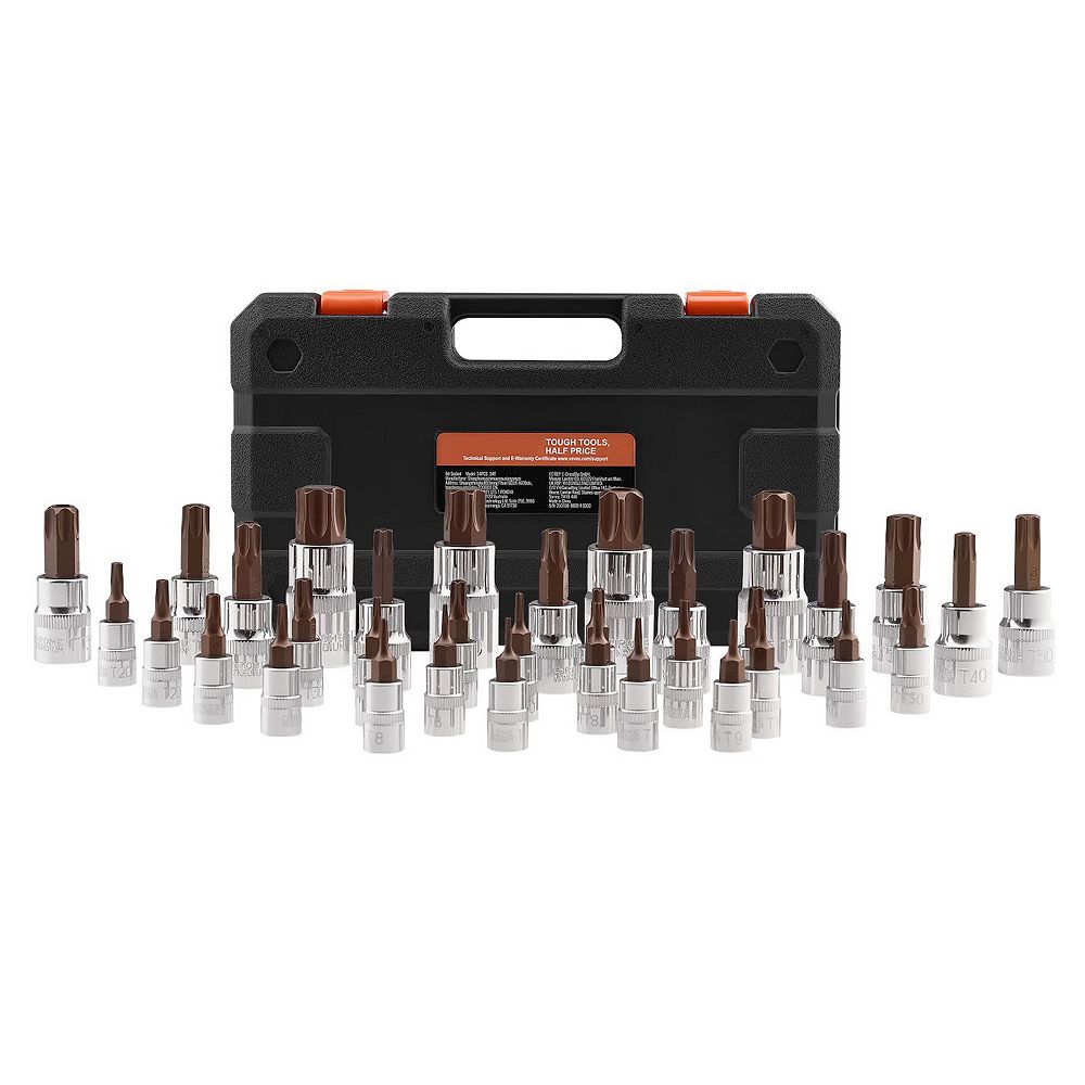 34-Piece Torx Bit Socket Set with Tamper-Proof & Standard Sizes