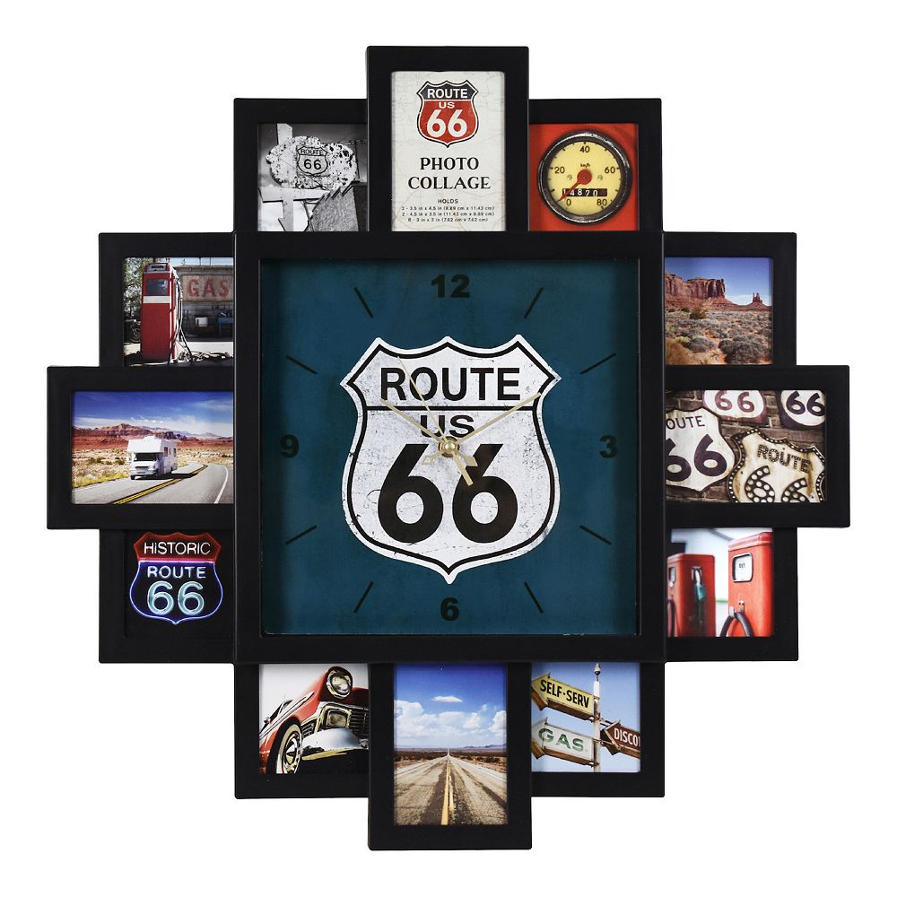 American Art Décor Photo Collage US Route 66 Wall Clock 20-Inch