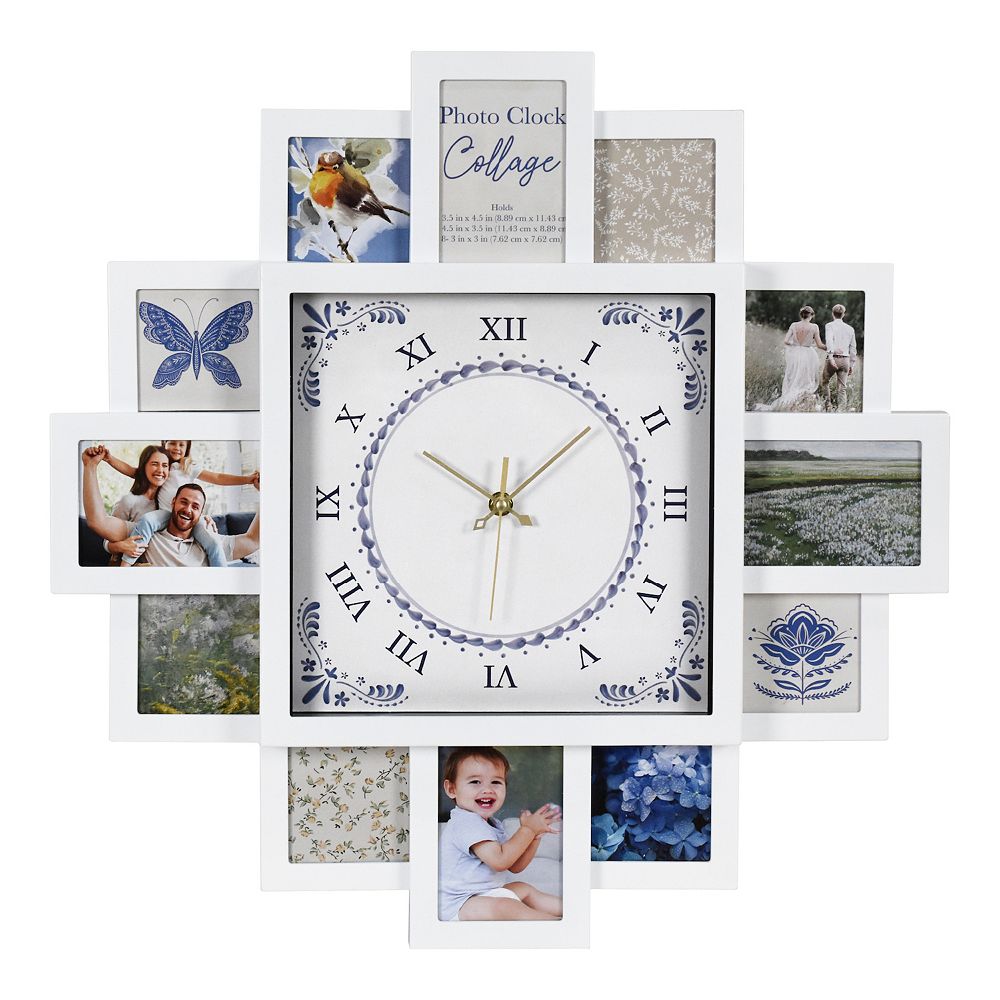 American Art Décor 20-Inch with 12 Image Holders Photo Collage Wall Clock