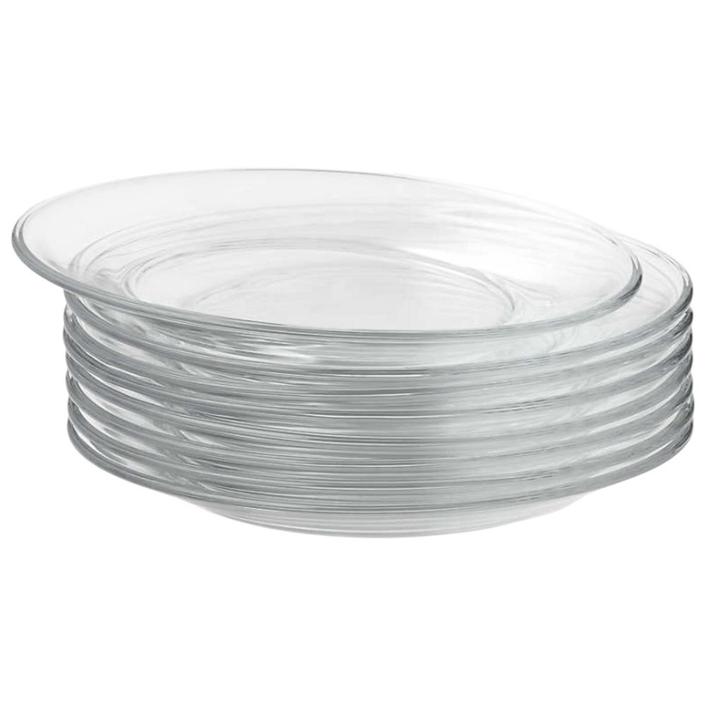 7.5" Clear Glass Plate Set for Appetizers and Desserts - Set of 8