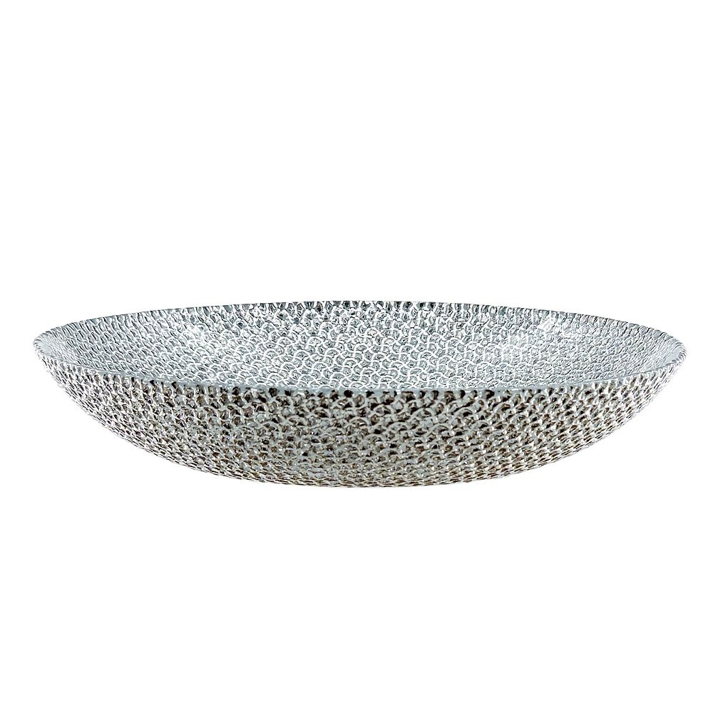 8-Inch Glass Soup Plates with Silver Detail and Pebble-Style Design