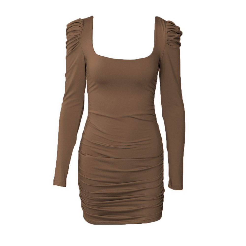 Women's Deep V Neck Long Sleeve Fitted Mini Party Club Bodycon Dress
