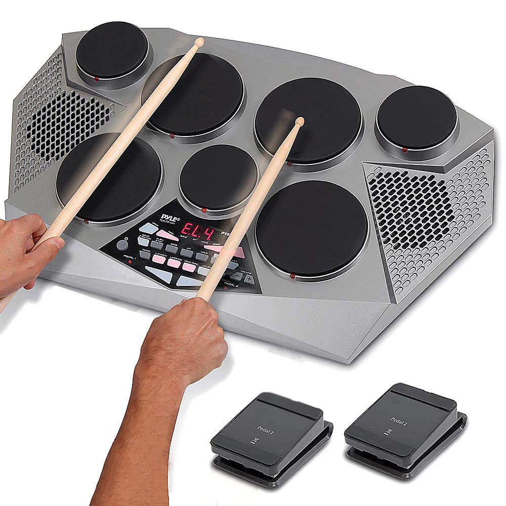 Pyle PTED06 Tabletop Electronic Drum Kit with 7 Touch-Sensitive Pads ...