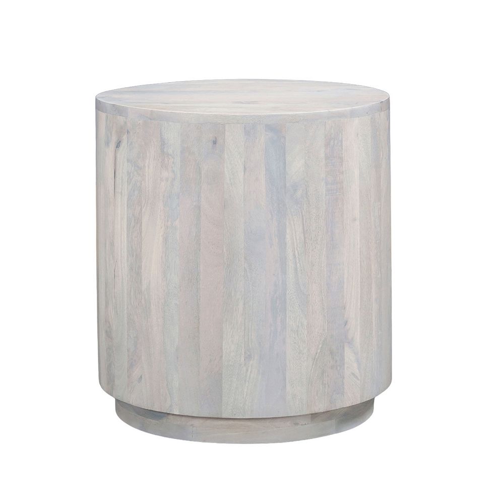 Febe Side End Accent Table, 20 Inch Round Top, Cylindrical Plinth Base ...