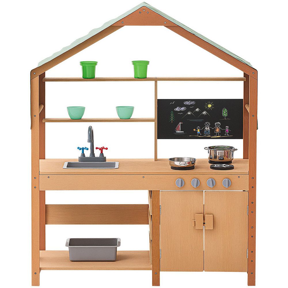 Outdoor Mud Kitchen Wooden Play Kitchen Set with Sink Planters and ...