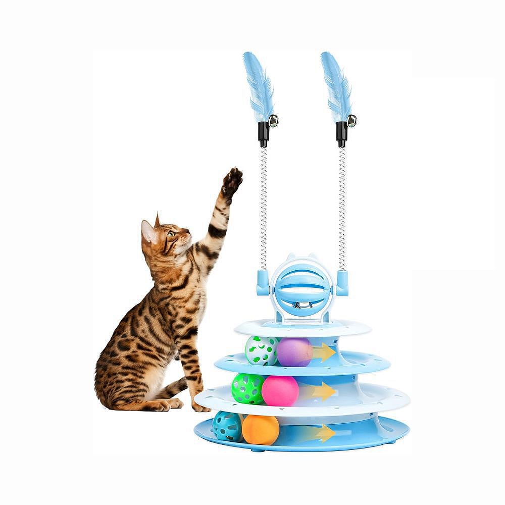 Interactive Cat Puzzle Ball Toy Blue