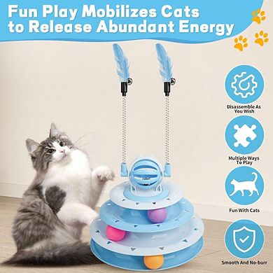 Interactive Cat Puzzle Ball Toy Blue
