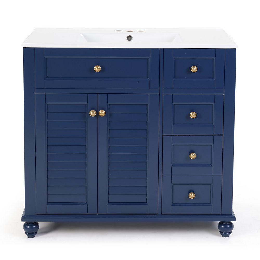 Bathroom Vanity 36 Inch with Sink Soft Drawers Convertible Shelving ...