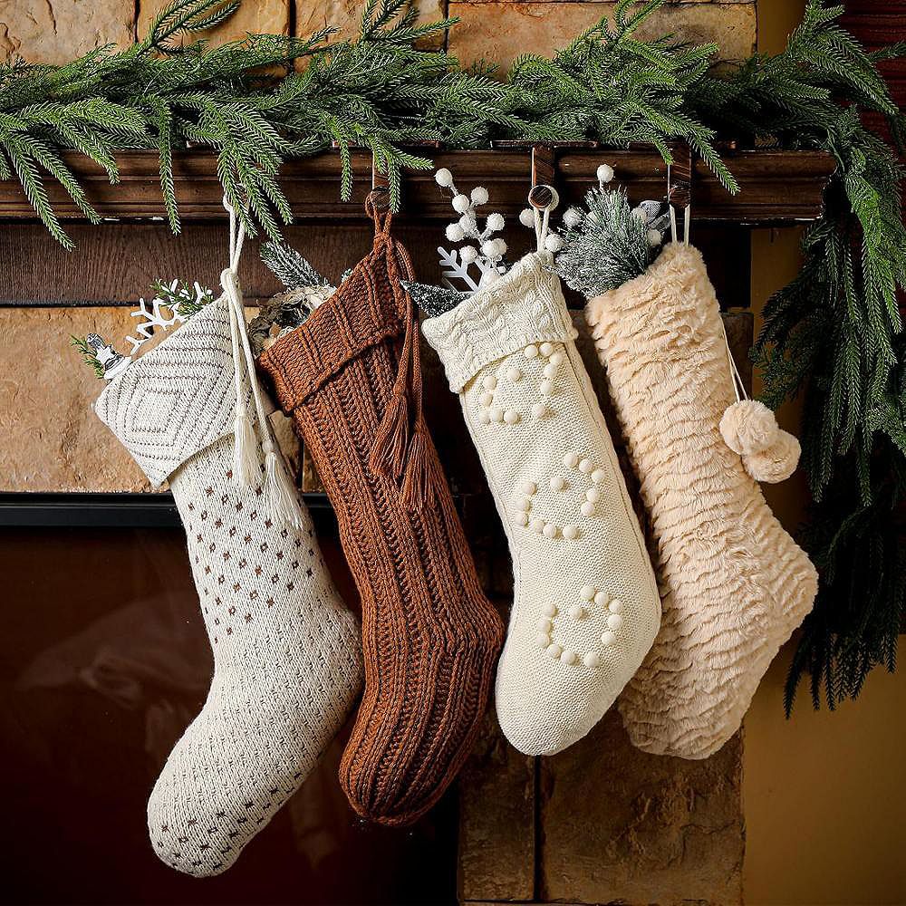 4 Pack Cable Knit Christmas Stockings 18 Inch