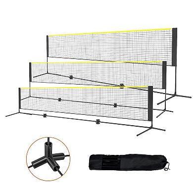 Adjustable 17 ft Badminton Net Set with Ground Stakes and Carry Bag