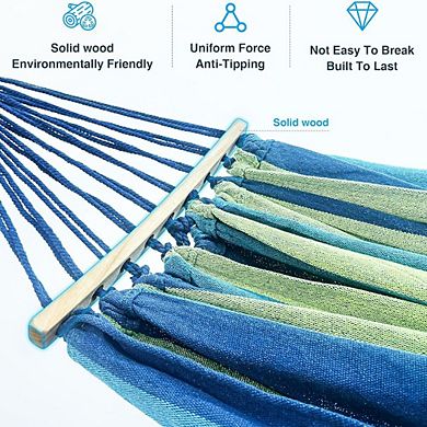 Double Hammock, Portable Heavy Duty, 500 lb Capacity, Blue
