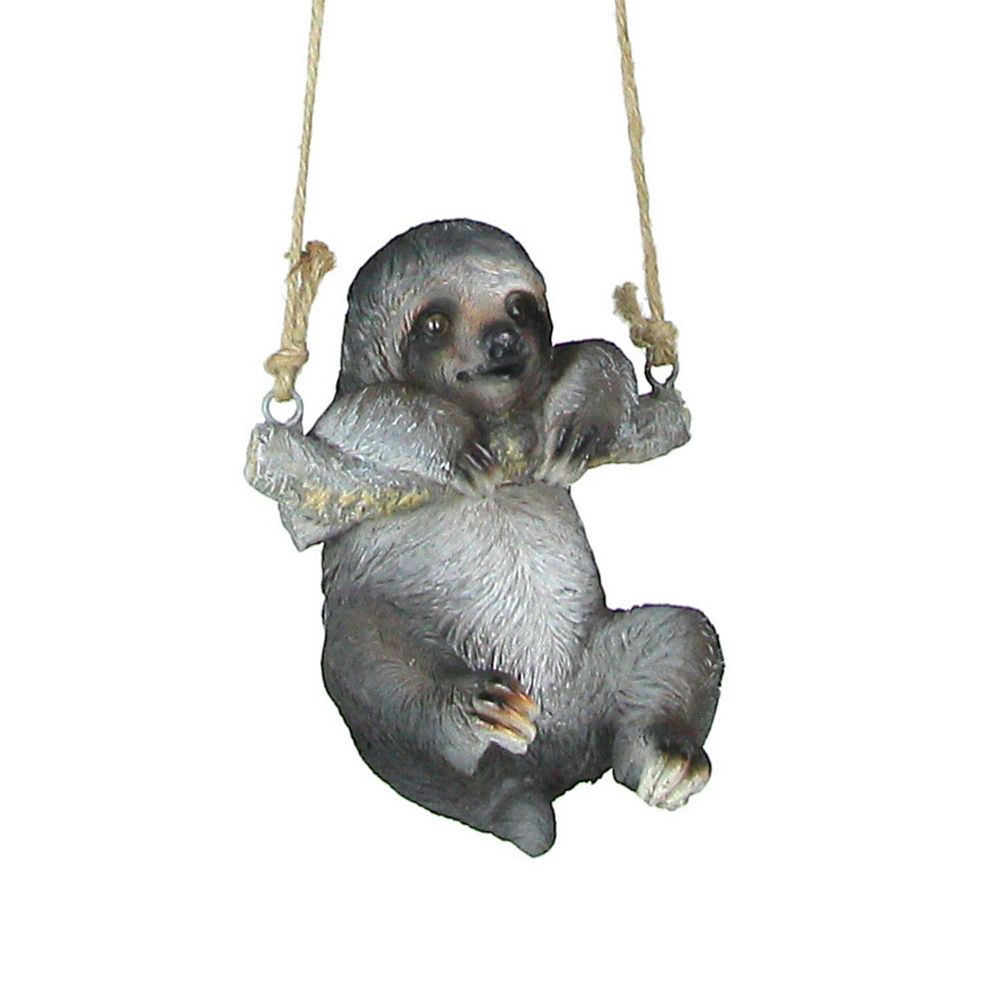 Hand-Painted Resin Sculpture Three-Toed Sloth Hanging Statue With Rope ...