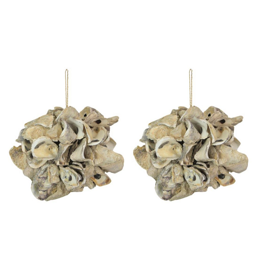 Handcrafted Hanging Coastal 9-Inch Oyster Shell Sphere - Home Beach ...