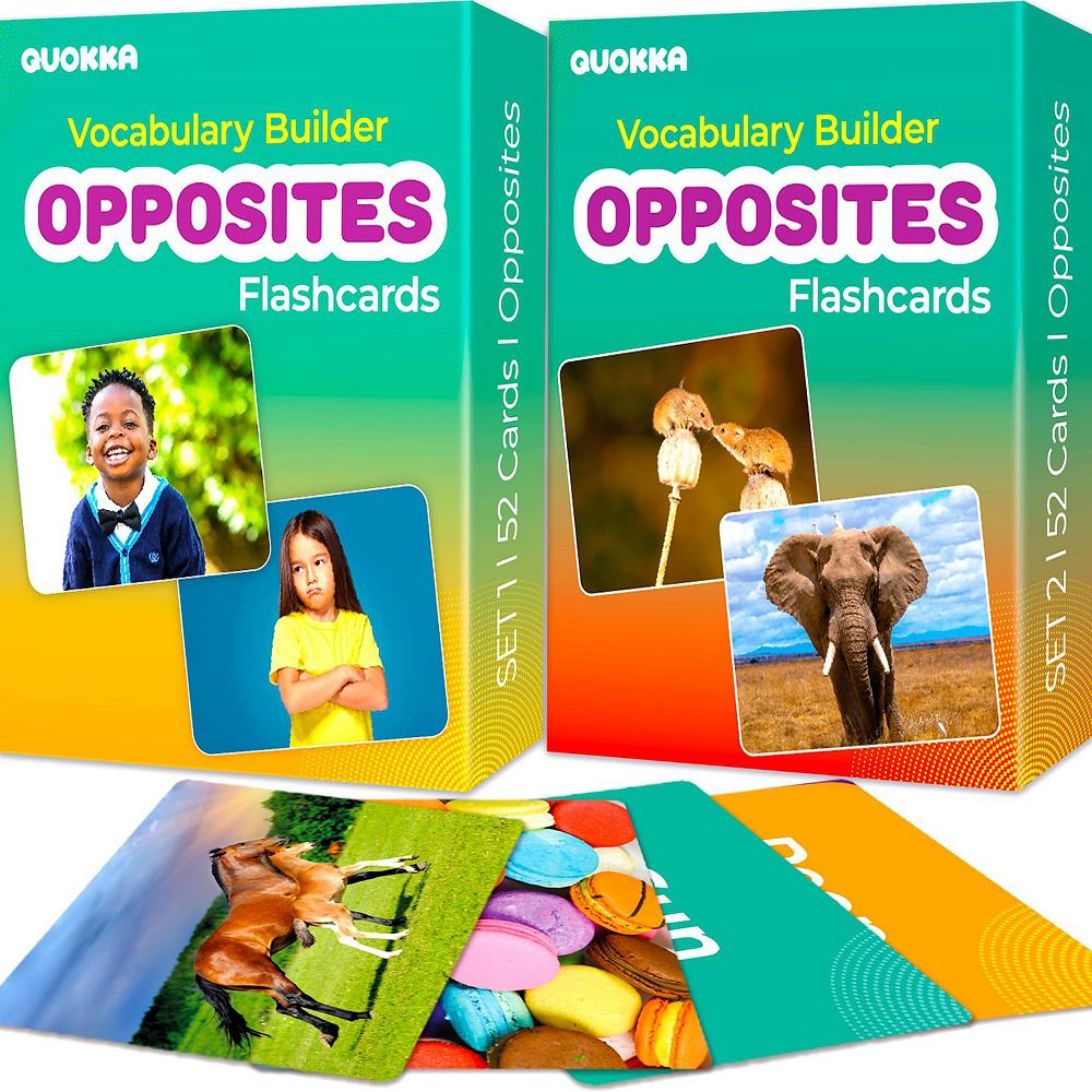 QUOKKA Opposites Flash Cards 104 Realistic Vocabulary for Pre-K ...