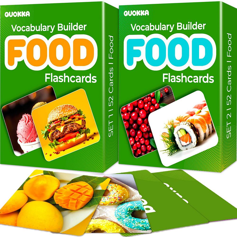 QUOKKA Food Flash Cards 104 Picture Vocabulary Set for ABA Therapy, ESL ...