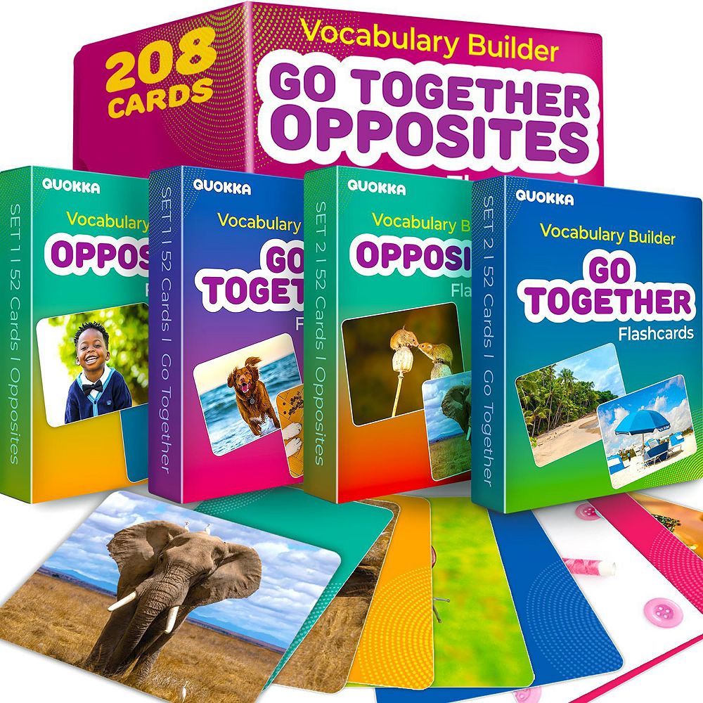 QUOKKA 208 Vocabulary Flash Cards Go Together & Opposites Matching Game ...