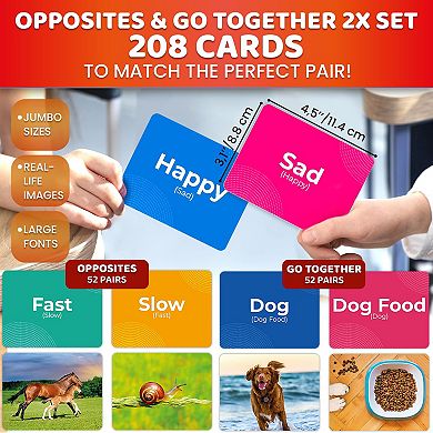 QUOKKA 208 Vocabulary Flash Cards Go Together & Opposites Matching Game ...