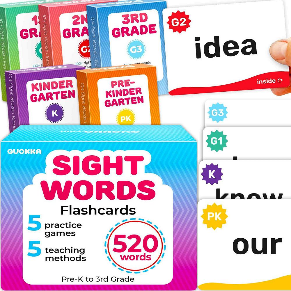 QUOKKA Sight Words Flash Cards 520 Cards for Kids & Adults, Dolch & Fry ...