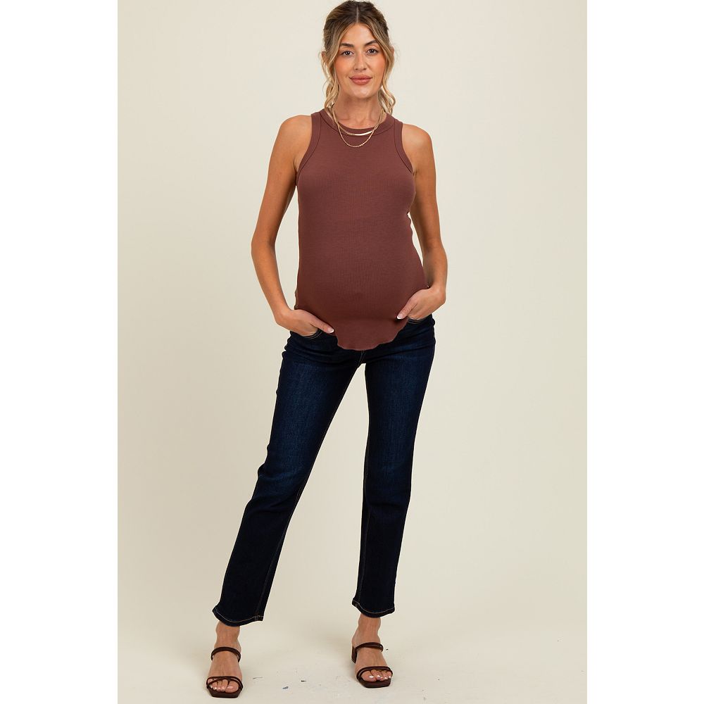 Maternity Blue Classic Ankle Slim Straight Leg Maternity Jeans