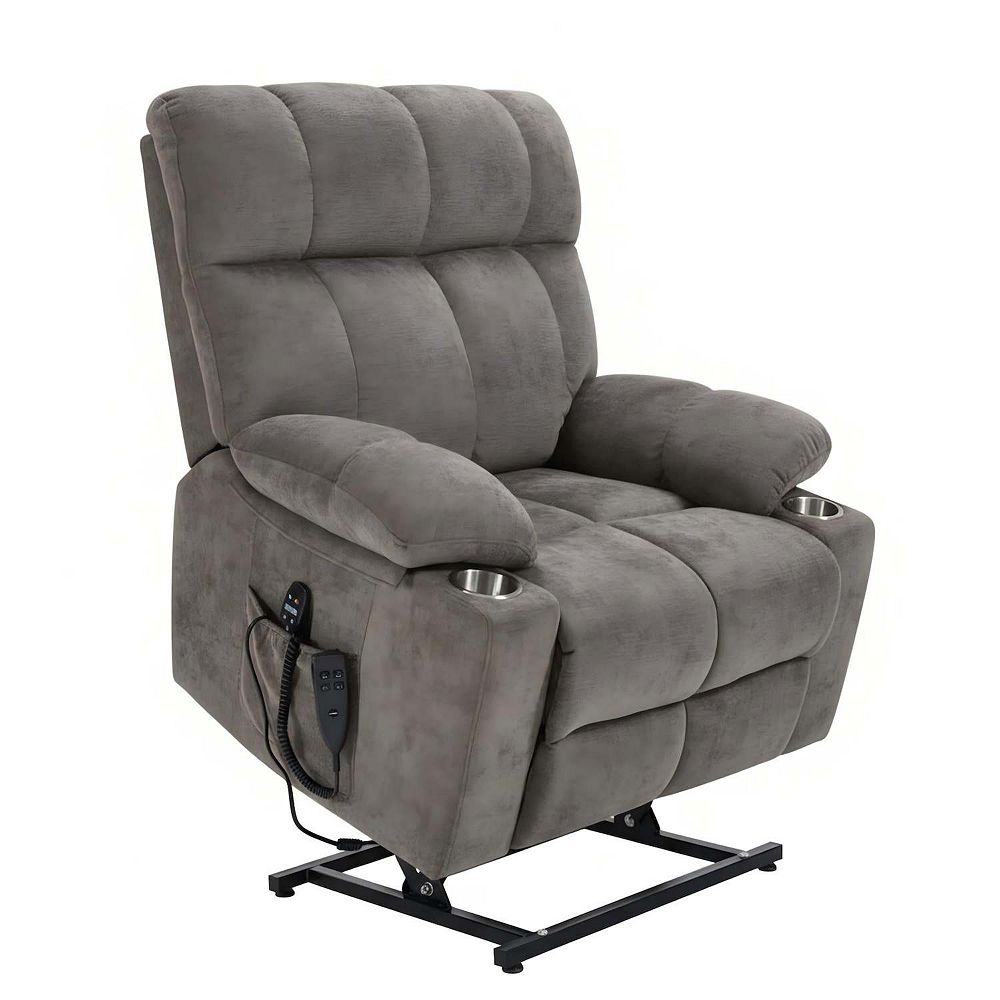 Dual Motor Infinite Position Up to 350 LBS Chenille Power Lift Recliner ...