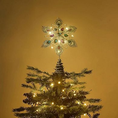 Peacock Feather Jewel Christmas Tree Topper