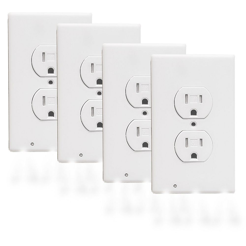 3 LED Cover Plate Nightlight Easy Install No Wires, Energy Efficient 4 Pack