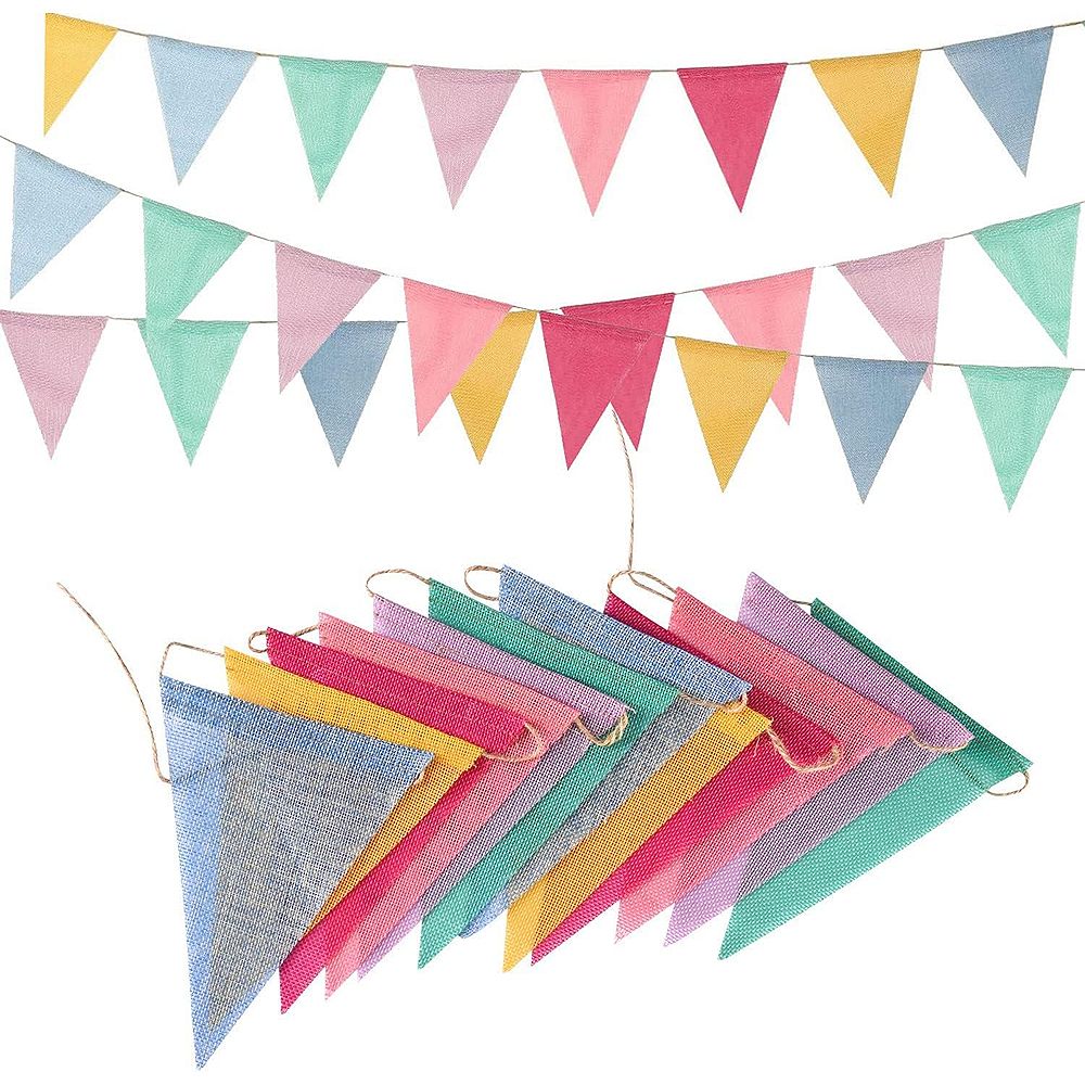 Pastel Triangle Pennant Banner Flags for Birthday, Easter & Party Decor ...