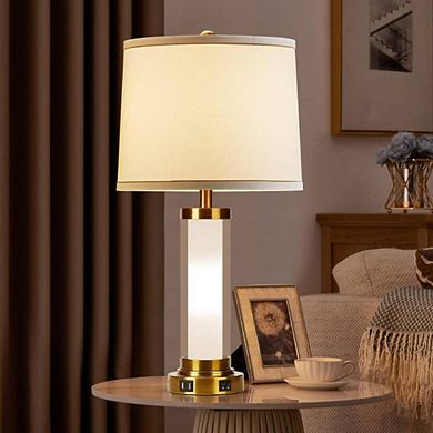 2 Pack Gold Round Glass Rechargeable Table Lamps