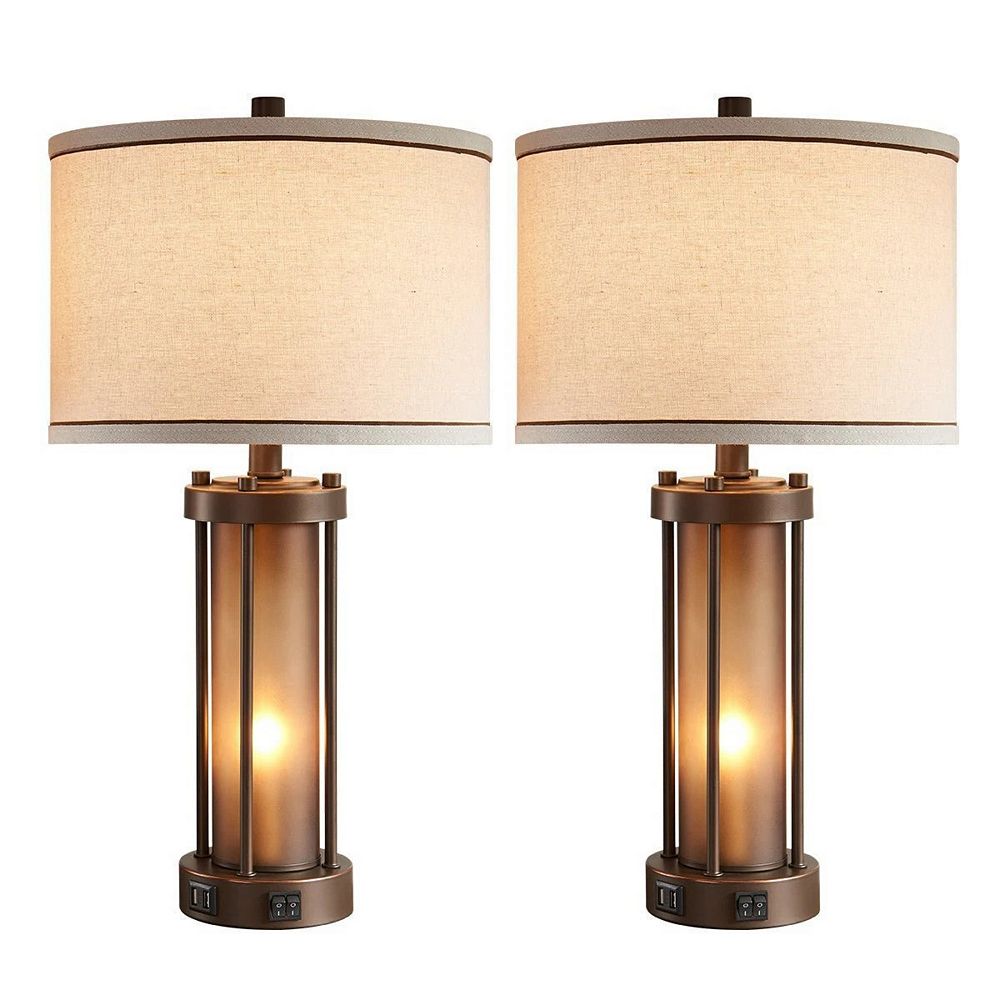 2 Pack Vintage Rustic Farmhouse Table Lamps