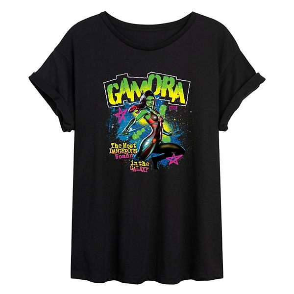 Juniors' Marvel Gamora The Most Dangerous Woman In The Galaxy Oversized Tee