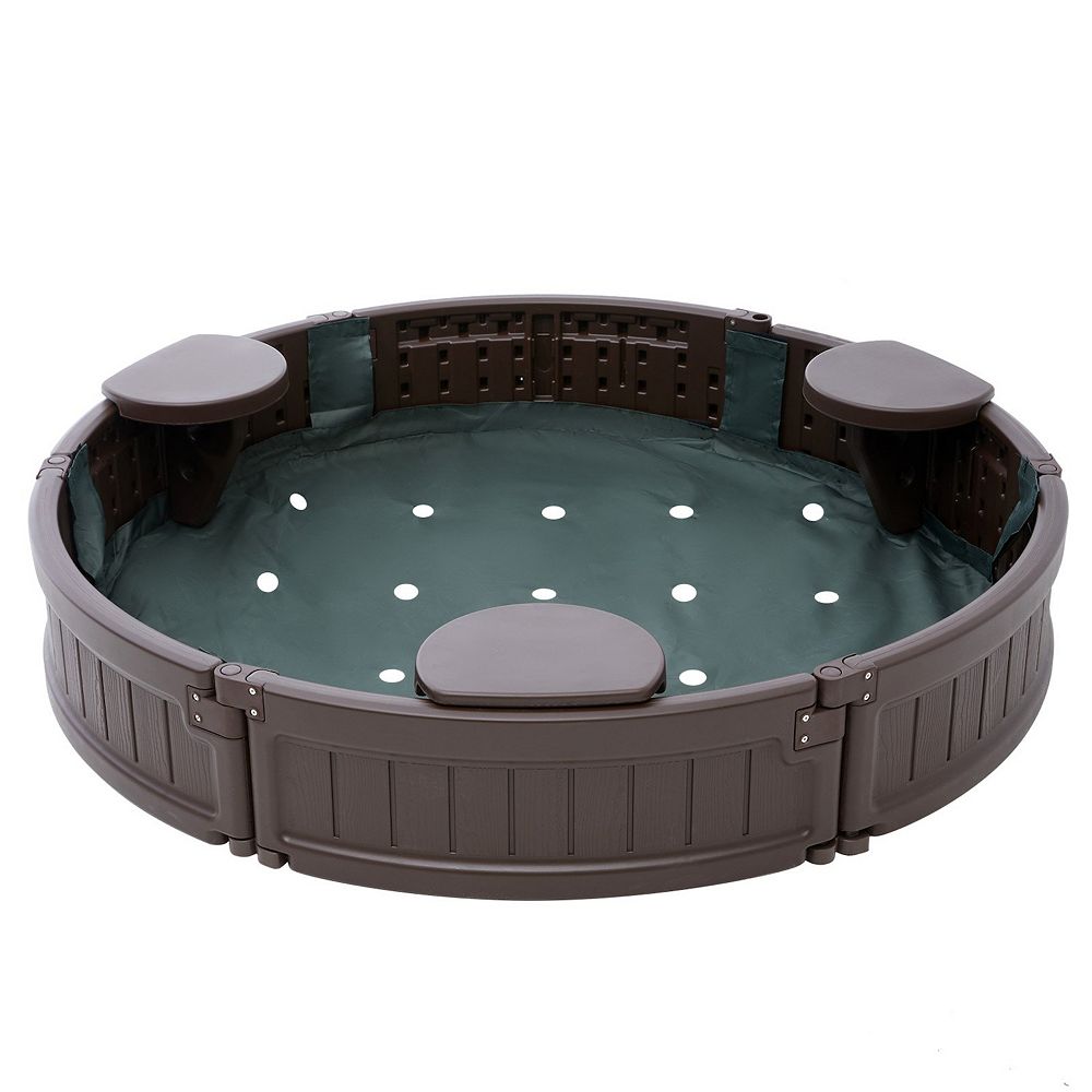 Round Sandbox with Cover and Corner Seating