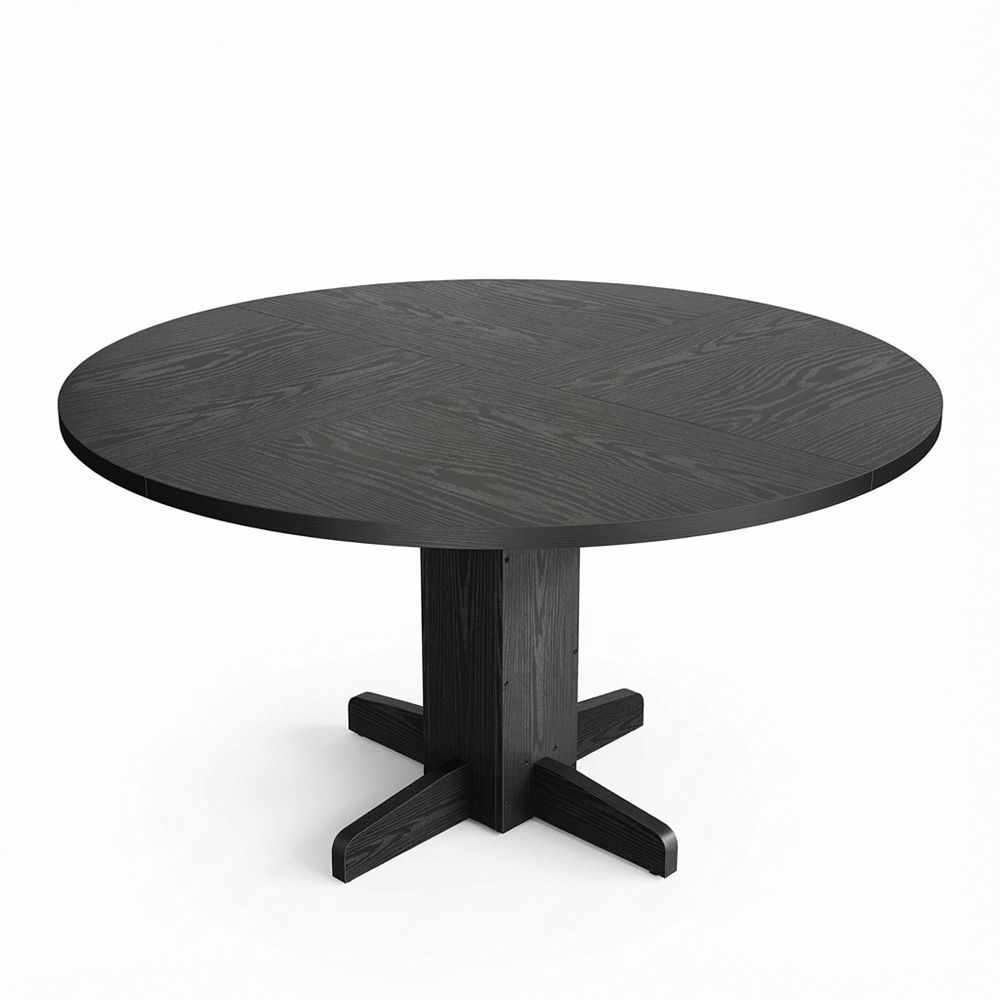 IDEALHOUSE 47 Inch Round Farmhouse Dining Table, Cross Base Kitchen ...