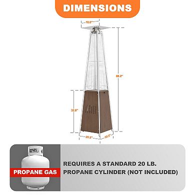 Outdoor 48,000 BTU Pyramid Propane Gas Heater with Wheels, Wood-Grain ...