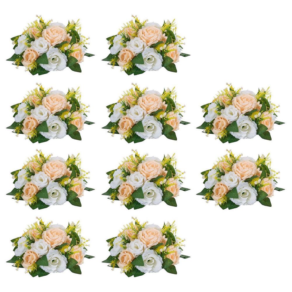 10-Pieces Champagne White Half-Sphere Flower Balls with Stable Base for ...