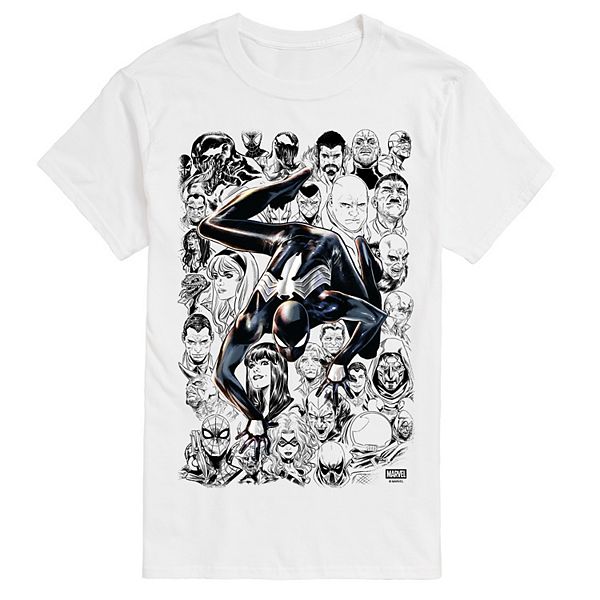Men's Marvel Spider-Man Characters Outline Graphic Tee