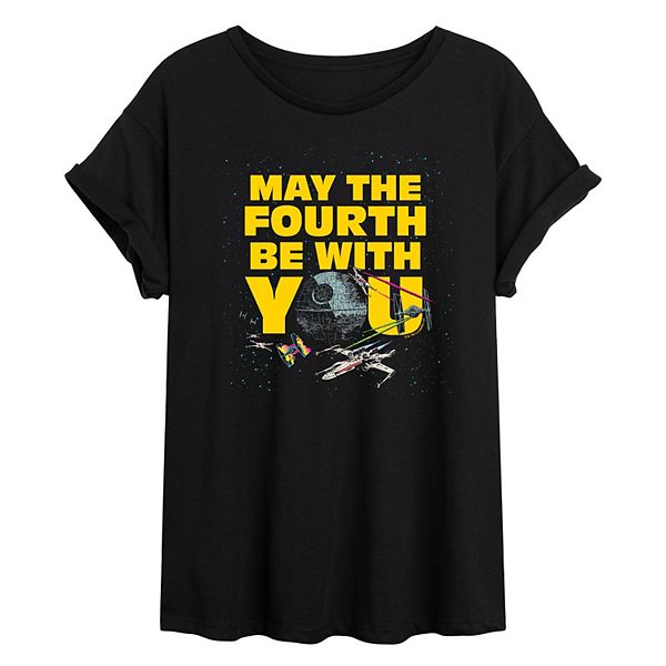 Juniors' Star Wars May The Fourth Be With You Oversized Tee