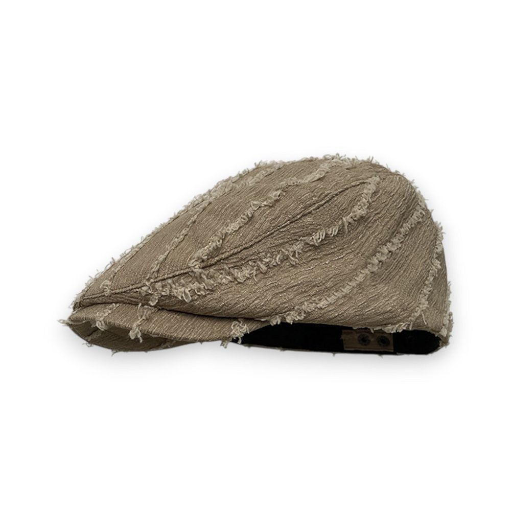 Retro Newsboy Cap with Textured Distressed Fabric and Adjustable Back Strap