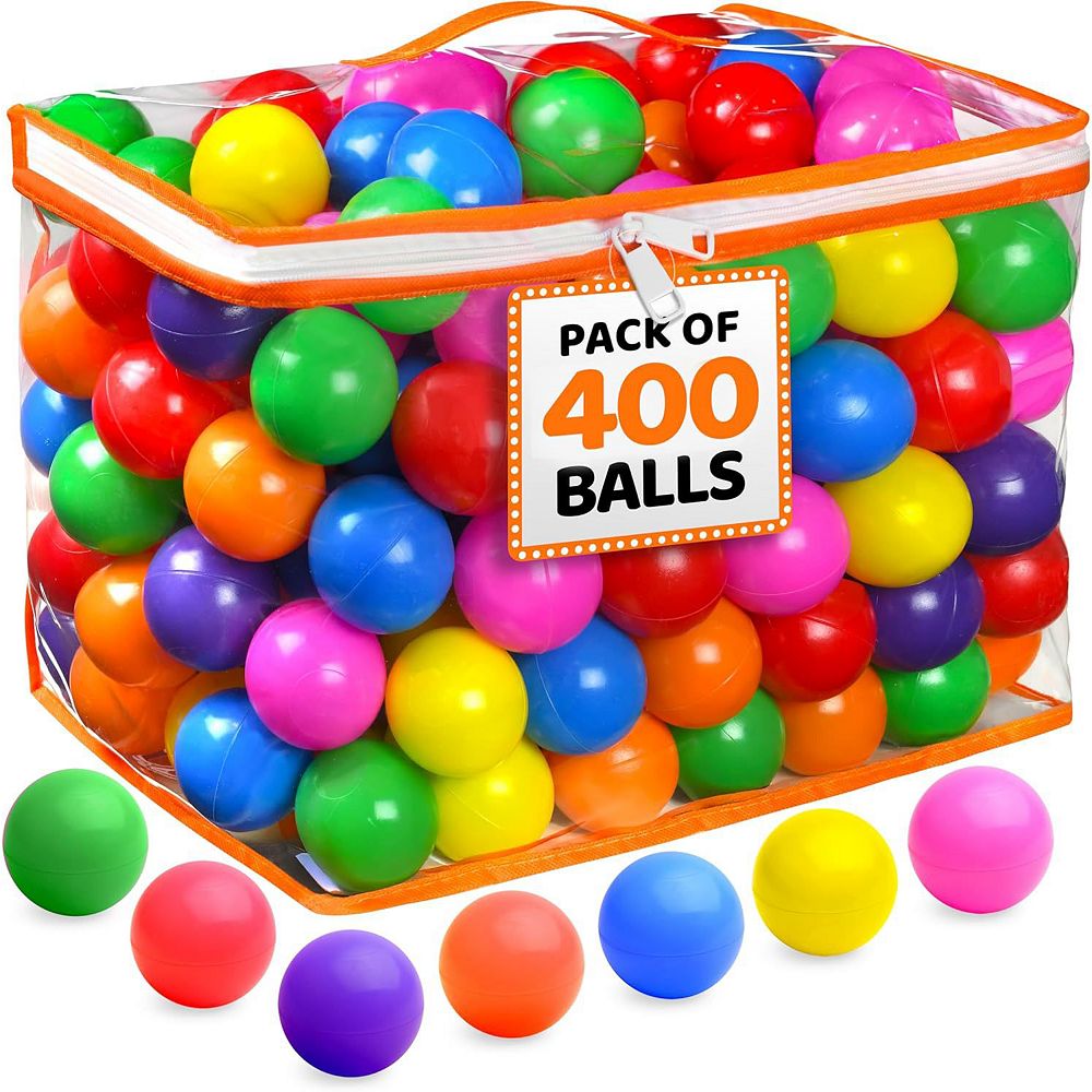 400 Pit Balls for Toddlers with Storage Bag - 7 Bright Colors, Crush ...
