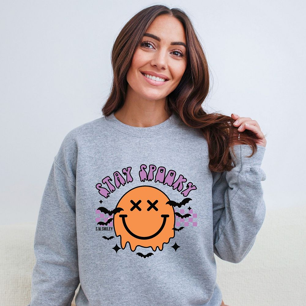 S.W.Smiley Stay Spooky Smiley Bats - Women's Graphic Sweatshirt